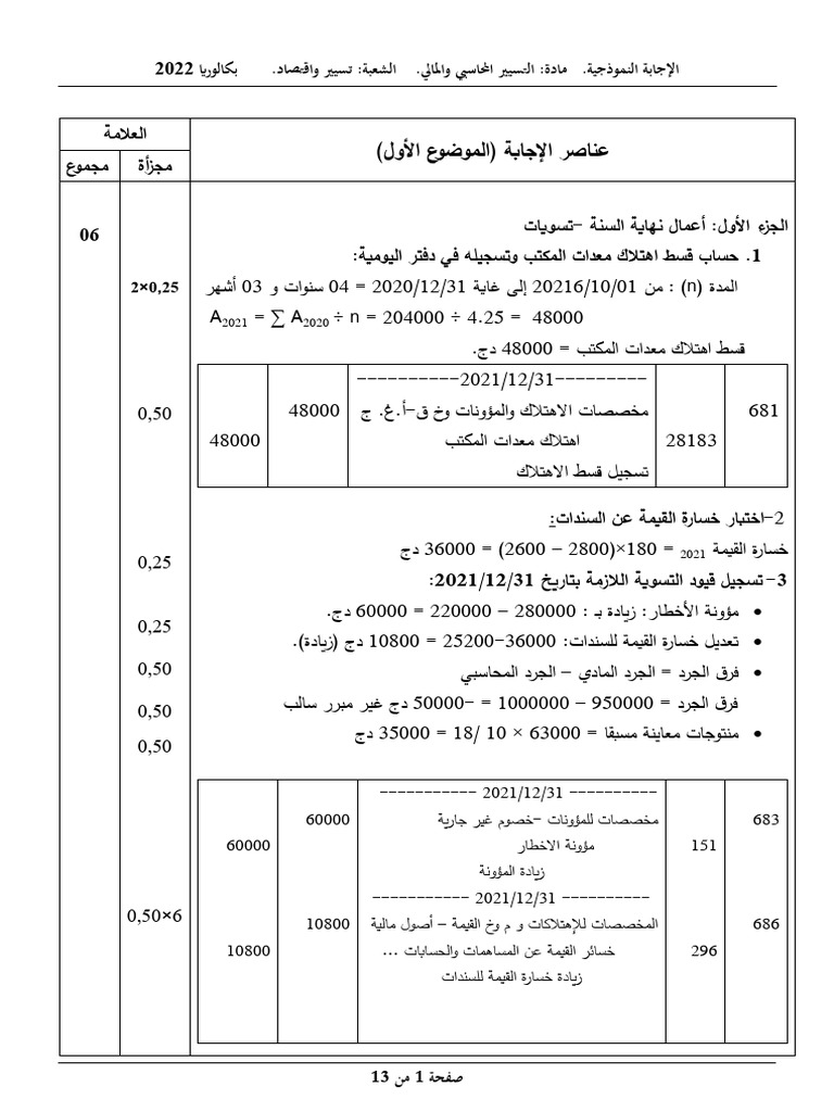 Bac2022 Gestion Ge - Correction | PDF