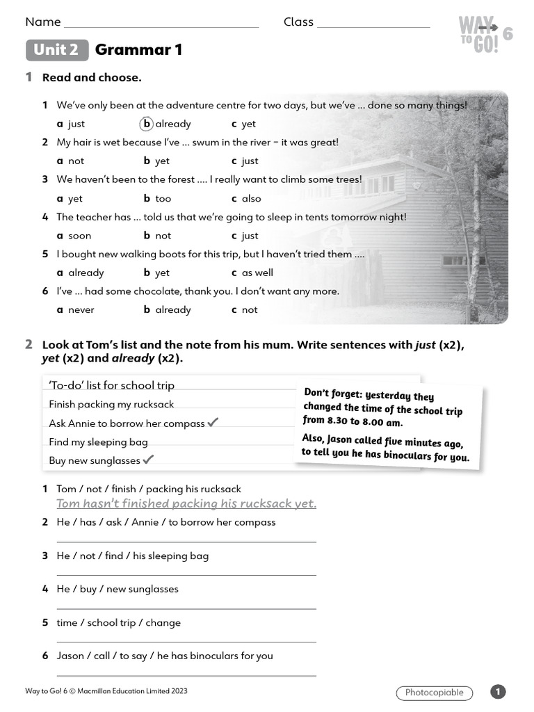 WTG 6 Worksheets U2 Grammar 1 | PDF