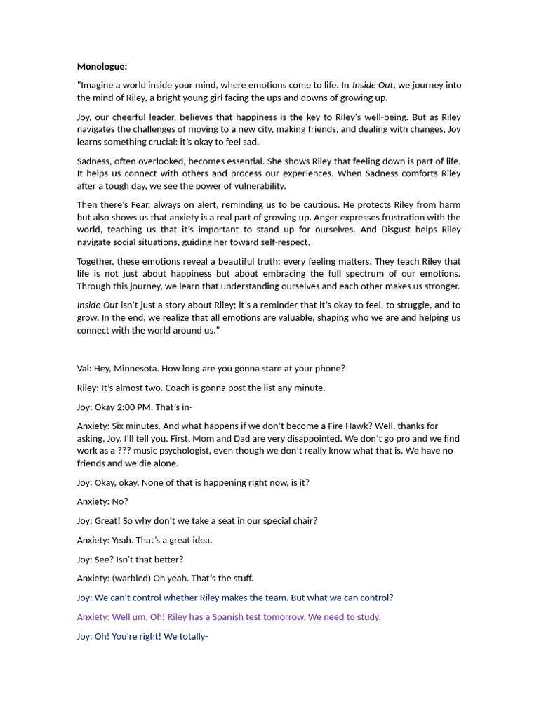 Presentation About Inside Out | PDF | Emotions | Psychological Concepts