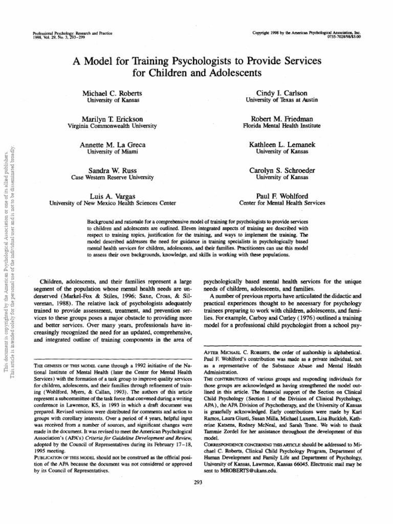 Roberts 1998 | PDF | Psychology | Psychologist