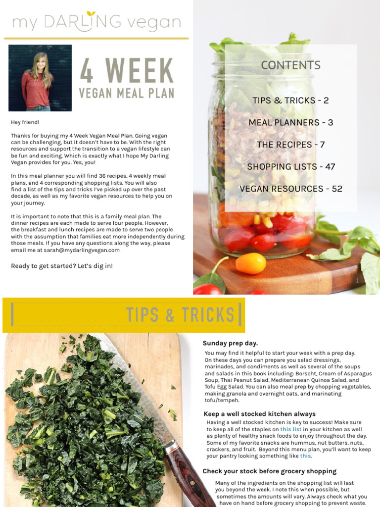 4 Week Vegan Meal Plan by My Darling Vegan | PDF | Lunch | Tofu