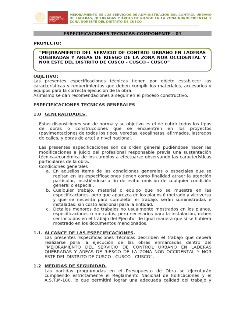Esp Tec Que Compo 1 | PDF | Topografía | Multa (pena)