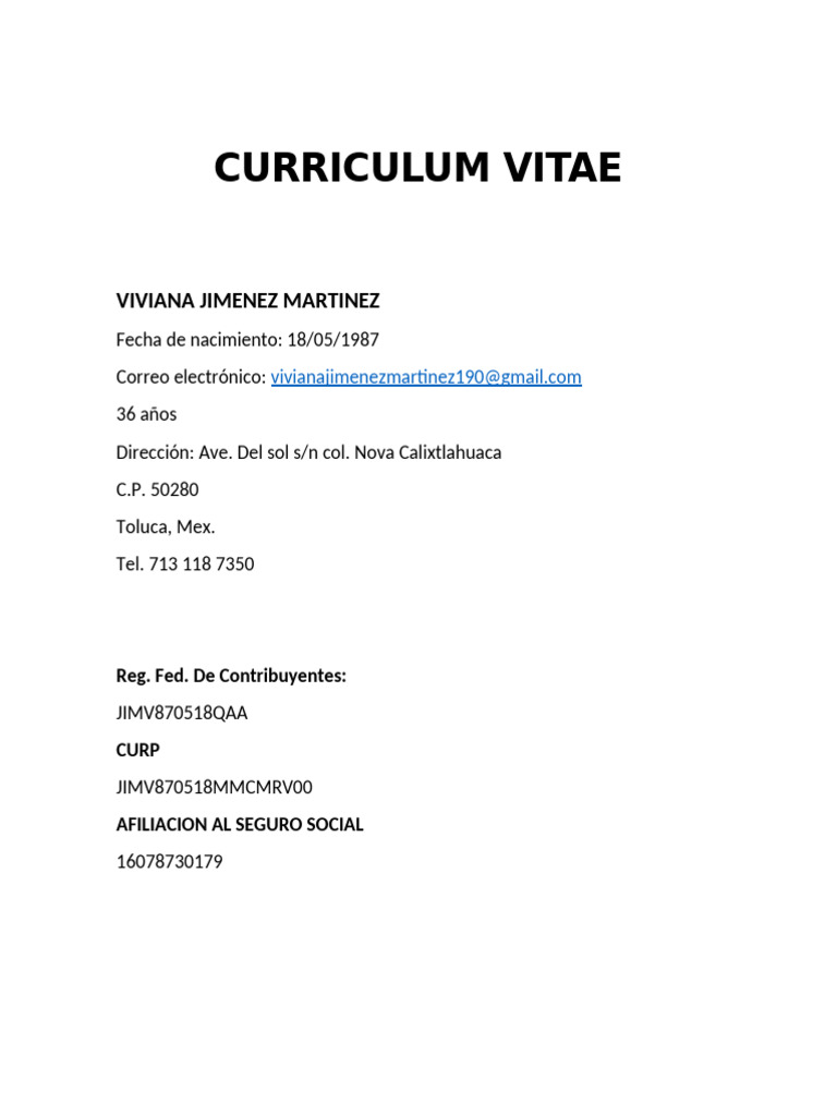 Curriculum Vitae Vivi | PDF