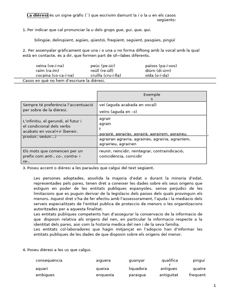 B1 Dièresi TEORIA + EX | PDF