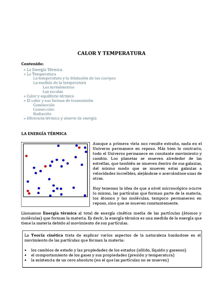 Calor y Temperatura | PDF | Celsius | Temperatura