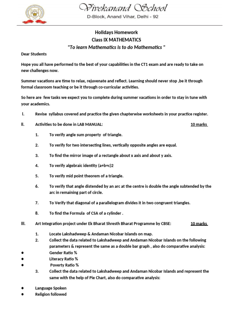 Math HHW Class Ix | PDF | Triangle | Mathematics