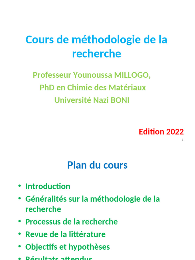 Cours de méthodologie de recherche | PDF | Mémoire | Vérité