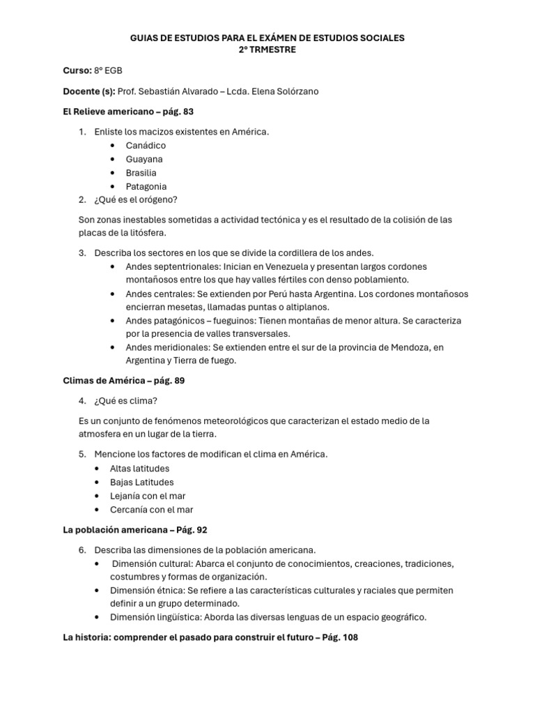 Cuestionario de Eess - 2T | PDF | Andes | Antiguo Egipto