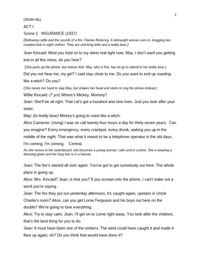 Crow Hill Script - Copy - Jack Homer | PDF