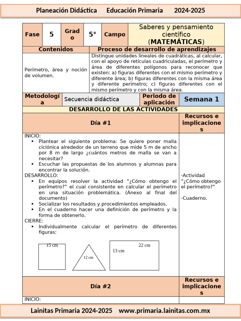 Planeación Matemáticas 5to Grado 2024-2025 | PDF | Litro | Triángulo