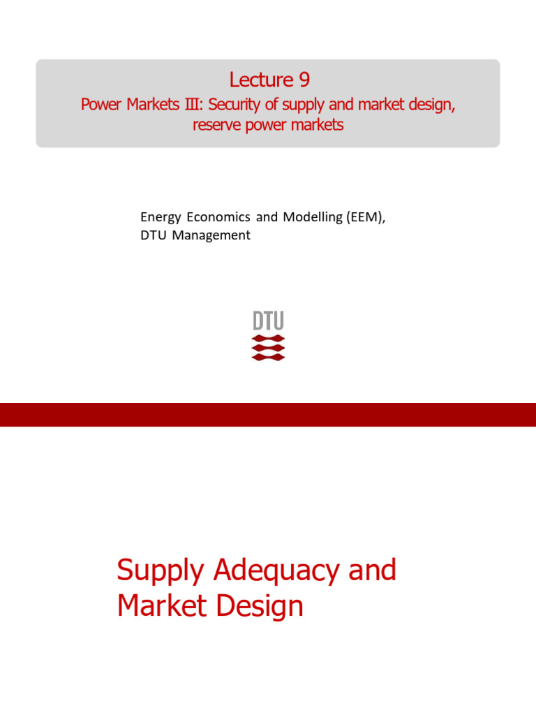 Security of Supply in Power Markets | PDF | Electrical Grid | Power Station