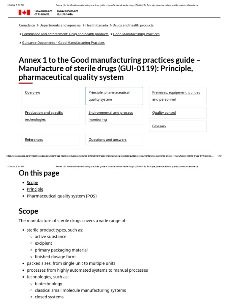 Annex 1: Sterile Drug Manufacturing | PDF | Risk Management | Risk