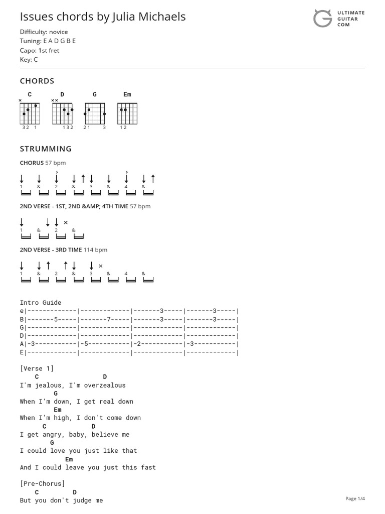 Issues Chords by Julia Michaelstabs at Ultimate Guitar Archive | PDF ...