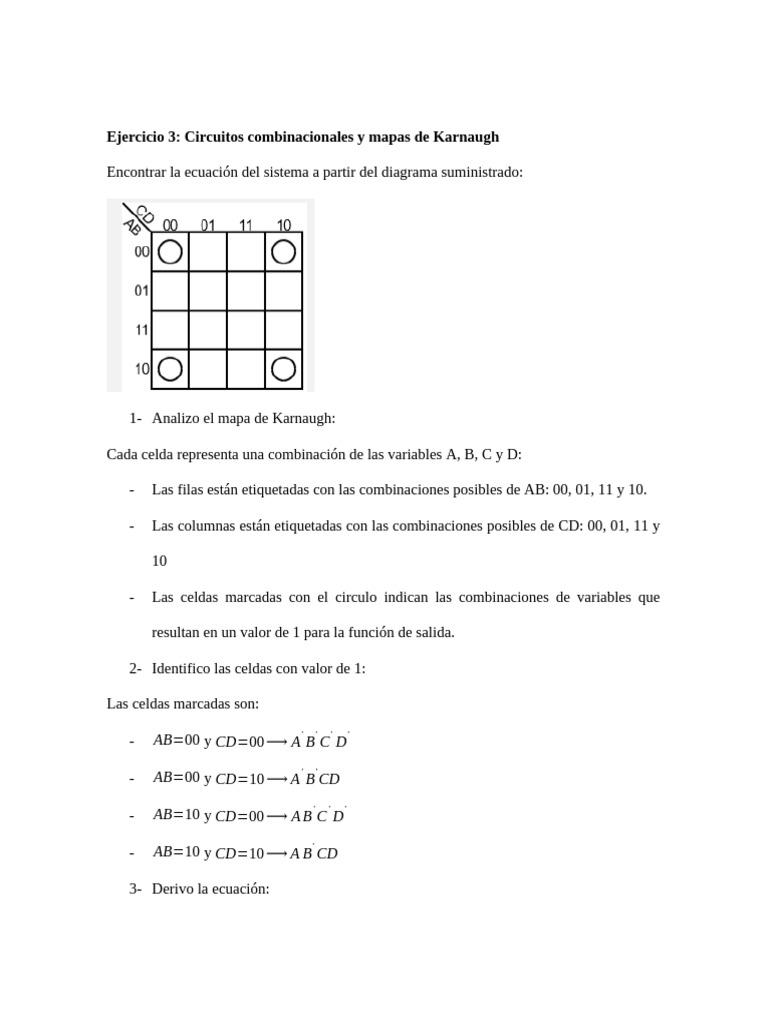 Ejercicio 3 - Circuitos Combinacionales y Mapa de Karnaugh | PDF