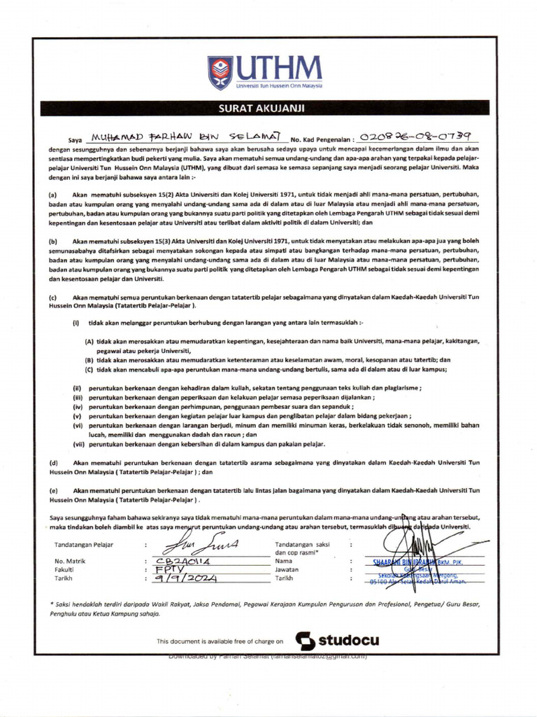 Aku Janji Uthm Lengkap | PDF