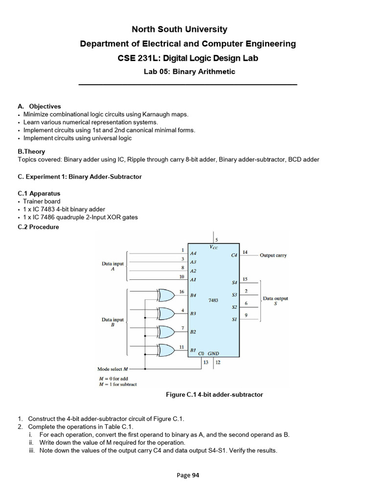 CSE231 Lab 05 - Binary Arithmetic | PDF | Mathematics | Computer Science