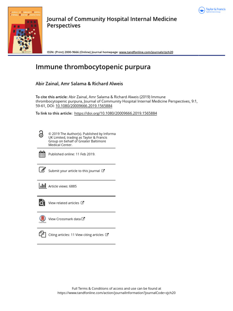 Immune Thrombocytopenic Purpura | PDF | Medicine | Hematology