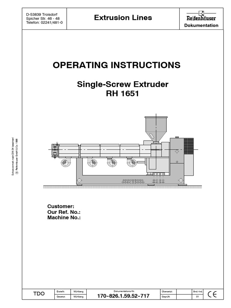 Extruder RH - RT 1651 - en | PDF | Bearing (Mechanical) | Safety