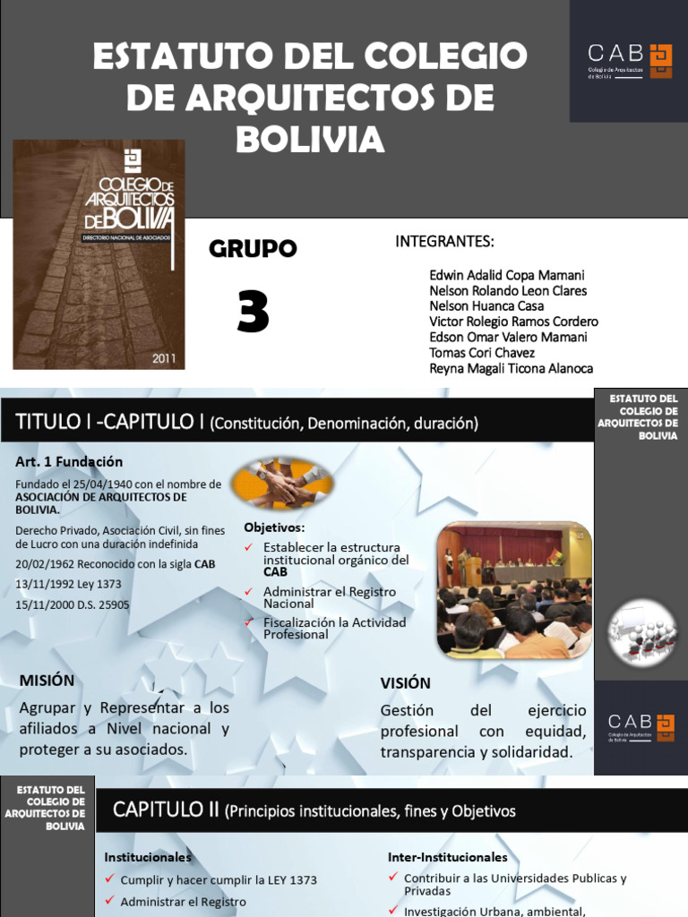 Estatuto Colegio de Arquitectos | PDF | Bolivia | Votación