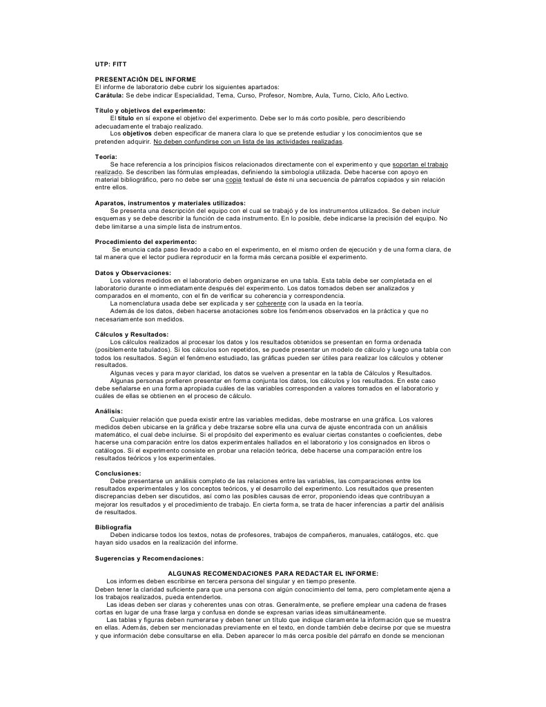 Recomendaciones de Como Hacer Informes de Lab Oratorio | PDF