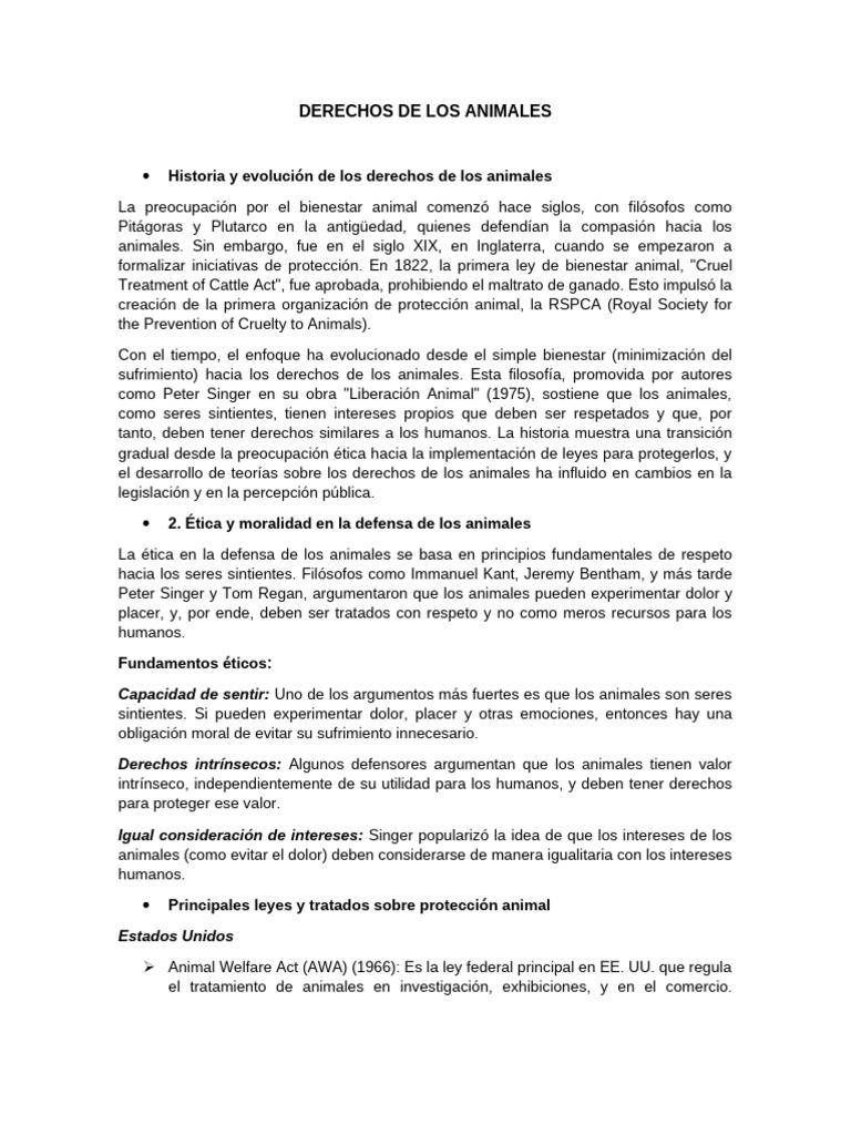 Derechos de Los Animales-2 | PDF | Derechos animales | Bienestar de los ...