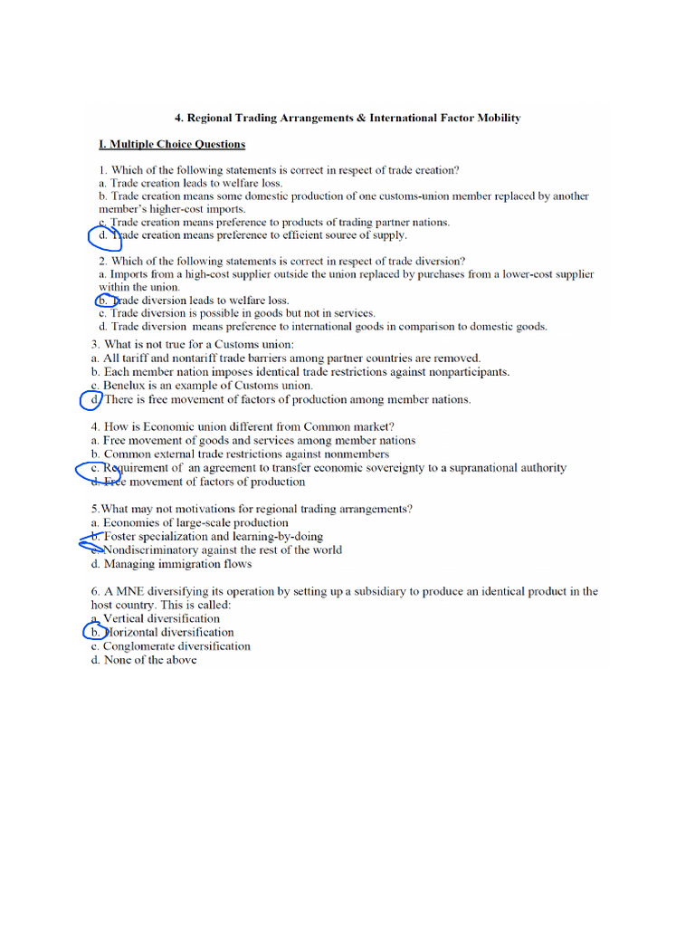 International Trade & Investment Quiz | PDF