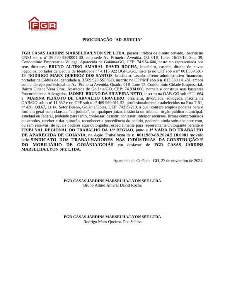 MINUTA - PROCURAÇÃO e CARTA - CASAS MARSELHA ISONEL) | PDF | Advogado ...