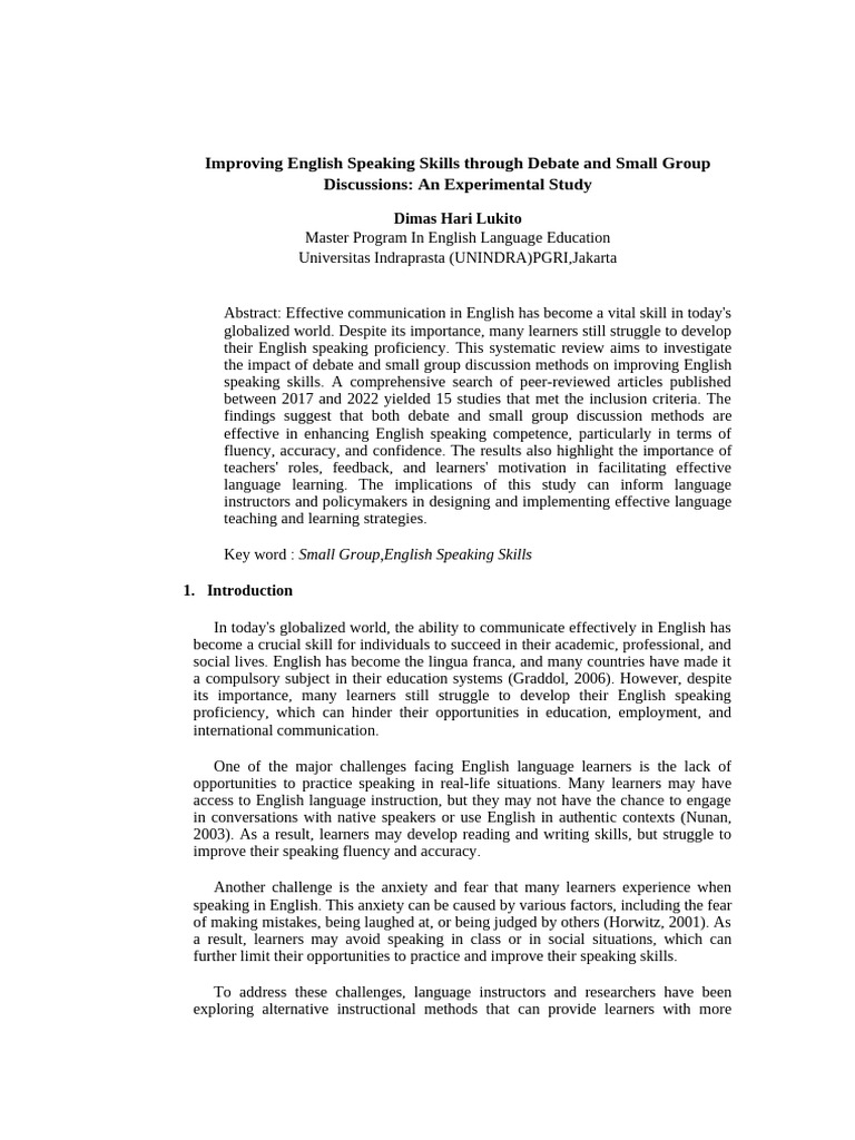 Enhancing English Speaking via Debate Methods | PDF | Learning ...