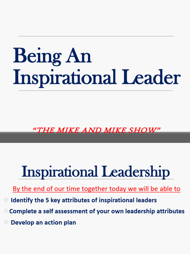 Workshop Session 10 17 Being An Inspirational Leader | PDF | Cognition ...
