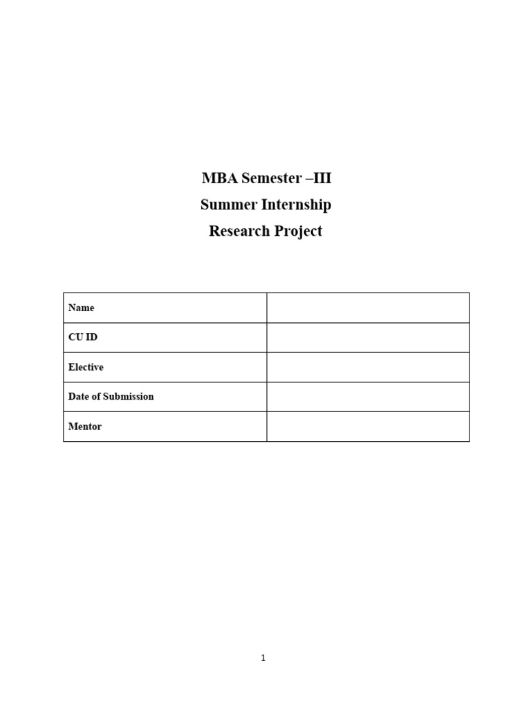 Summer Intership Project-Report-Template-MBA | PDF | Swot Analysis ...