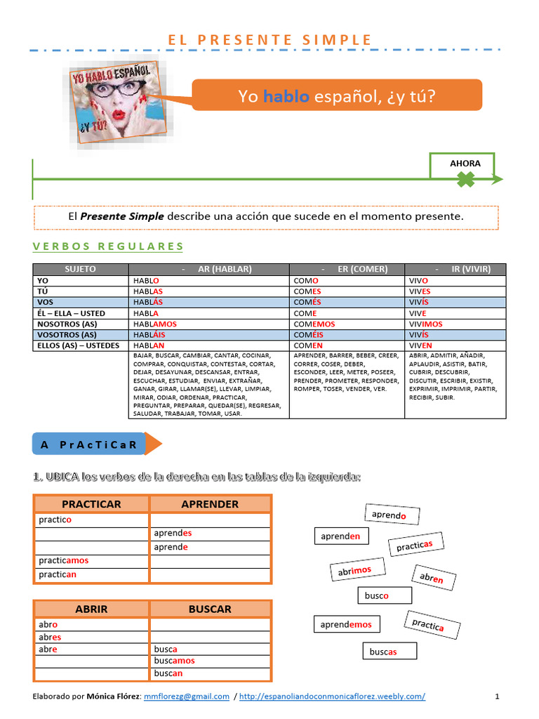 Conjugación de Verbos en Presente Simple | PDF | Almuerzo