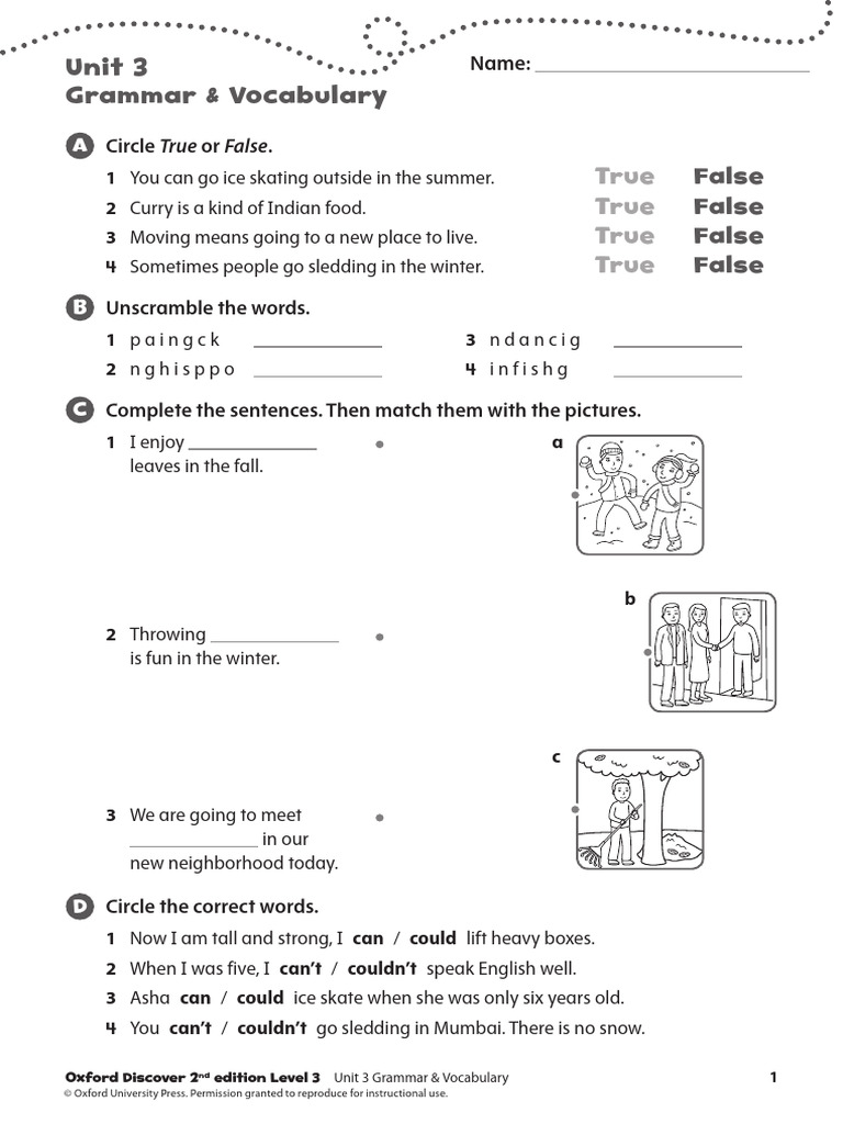 OD2e L3 Grammar and Vocab WS Unit 3 | PDF | Human Communication ...