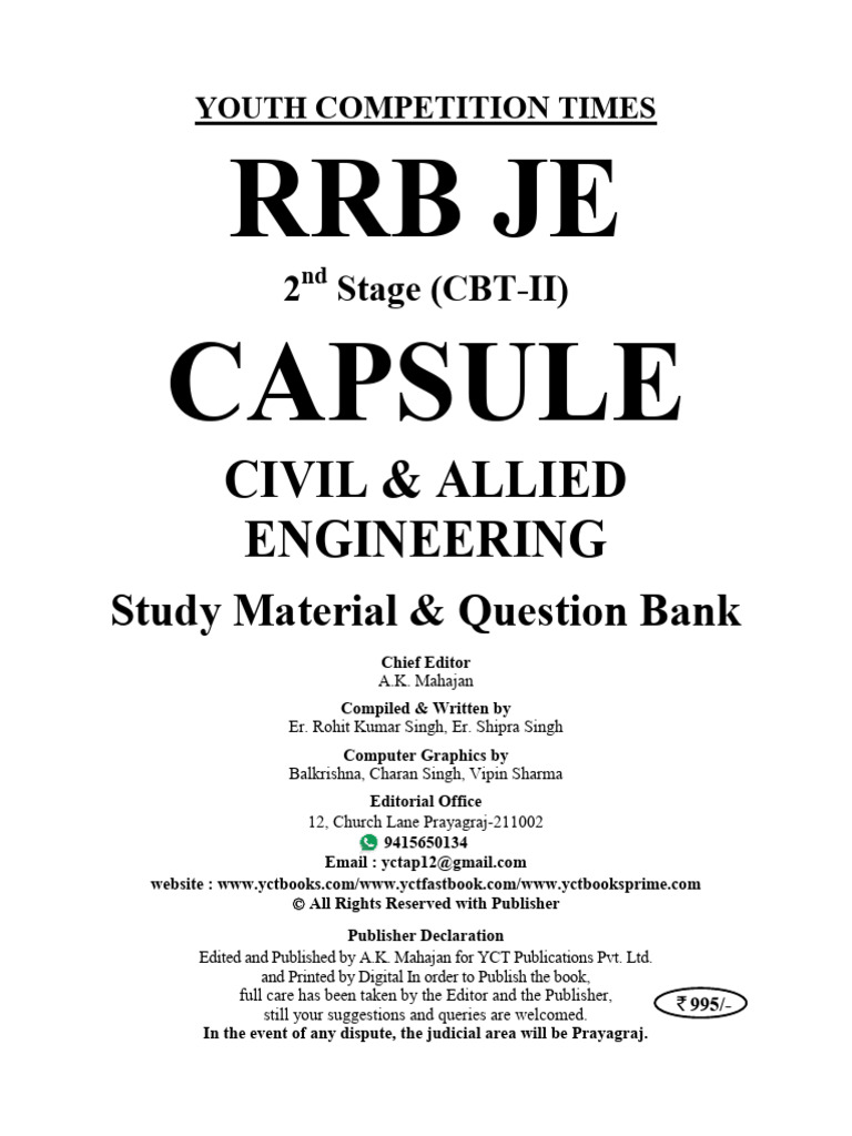 RRB Je 2nd Stage CBT 2 Civil & Allied Engineering Study Material | PDF ...