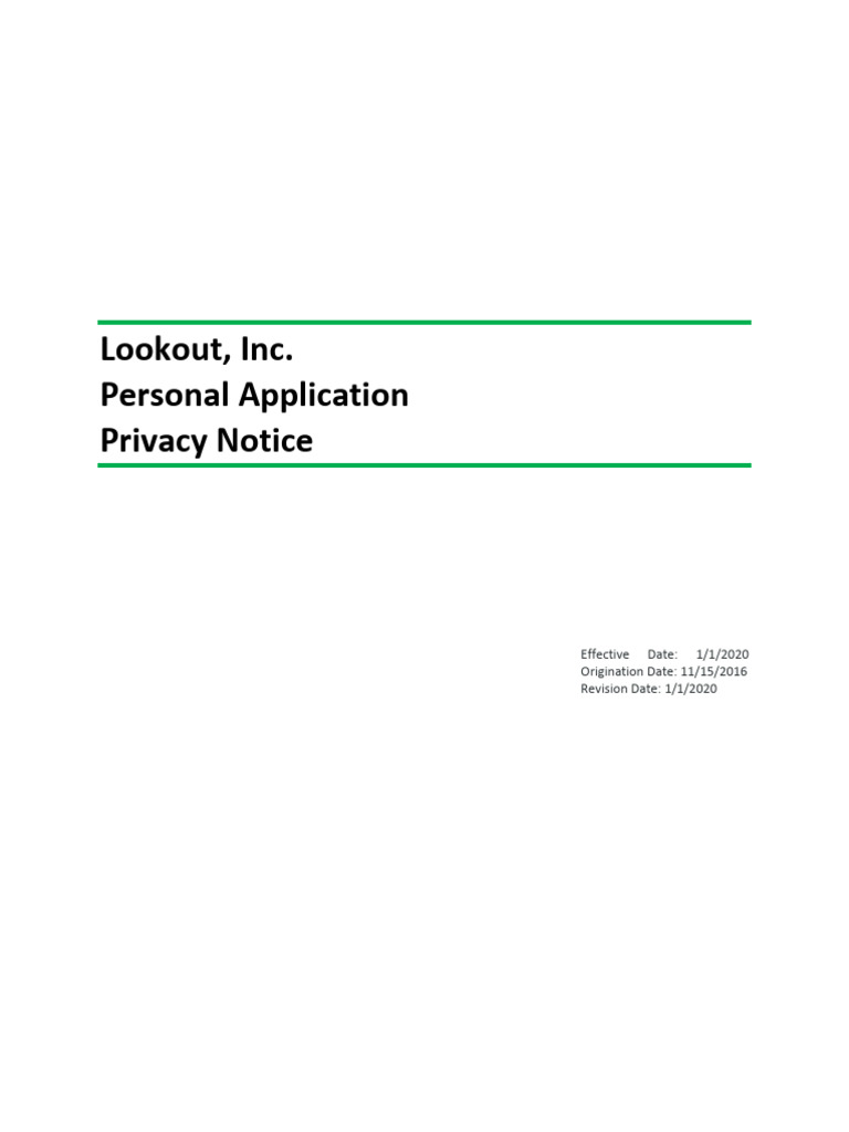 Lookout Personal App Privacy Policy | PDF | Computer Security | Security