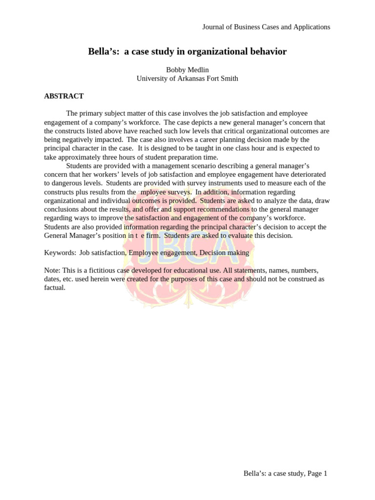 Case Study OB | PDF | Job Satisfaction | Employment