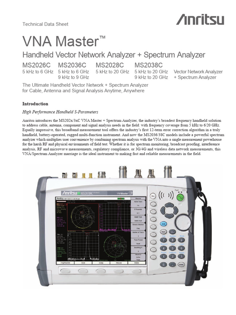 VNA Master - MS20xxC - Anritsu | PDF | Hertz | Decibel