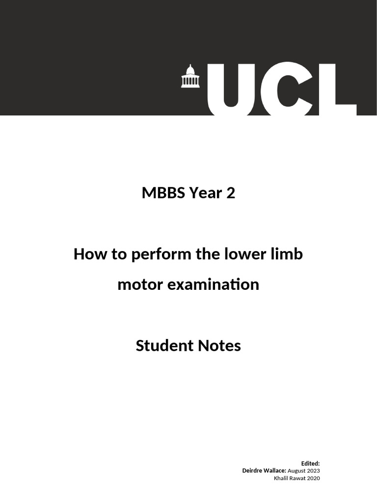 Student Notes Neuro Motor Exam of Lower Limbs August 2023 | PDF ...