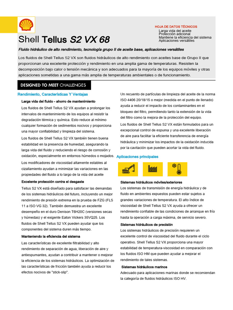 Tellus S2 VX68 TDS | PDF | Temperatura | Filtración