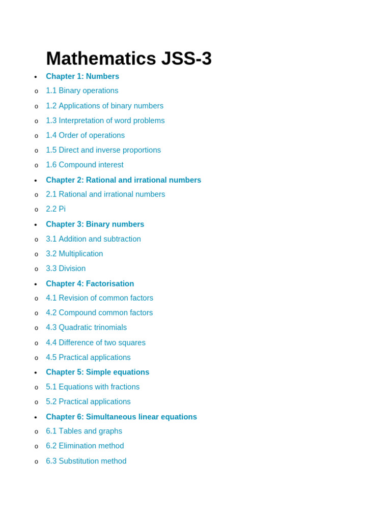 Mathematics JSS | PDF