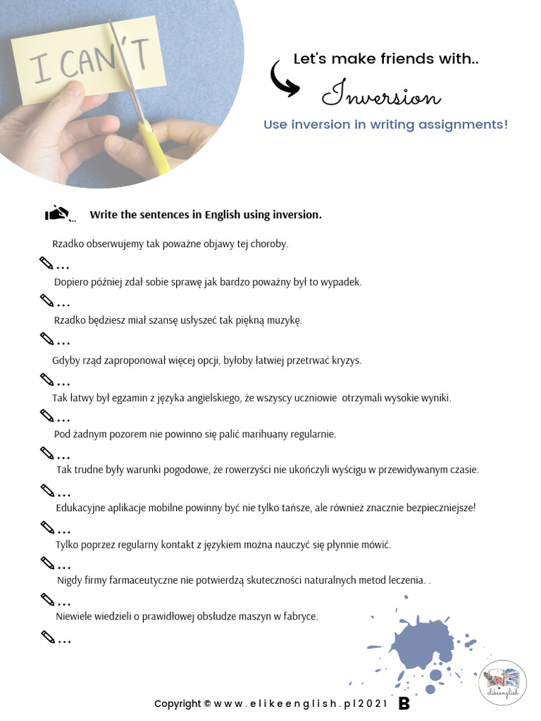 Inversion Worksheet B | PDF