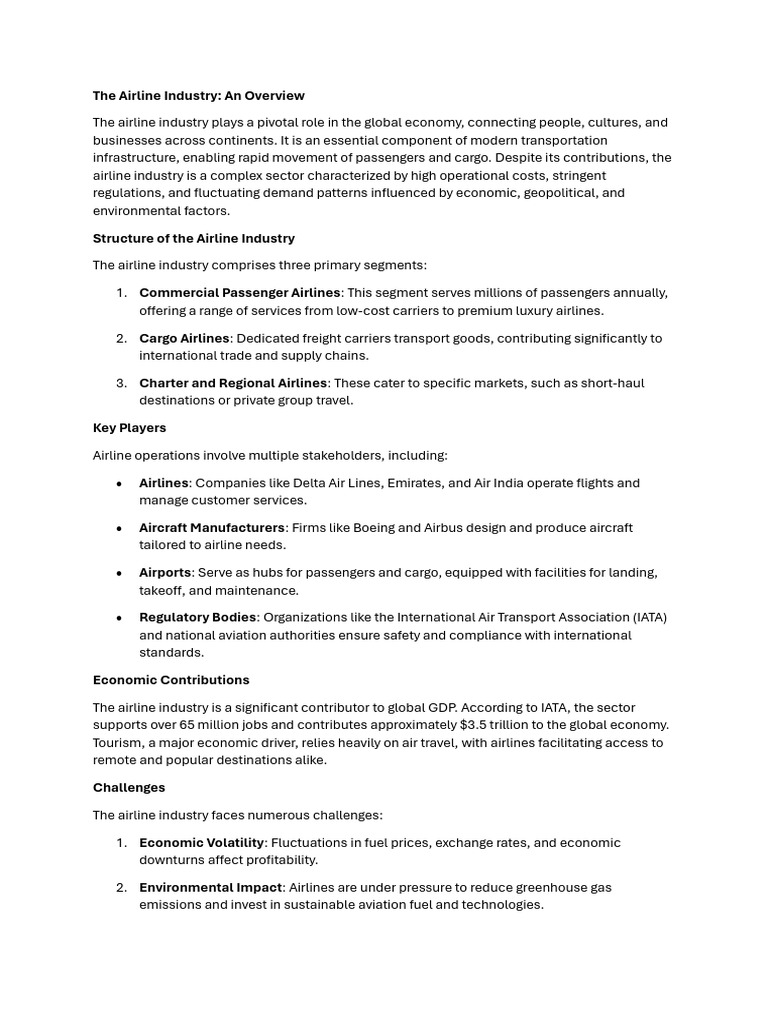 Overview of the Airline Industry | PDF | Airlines | Transport