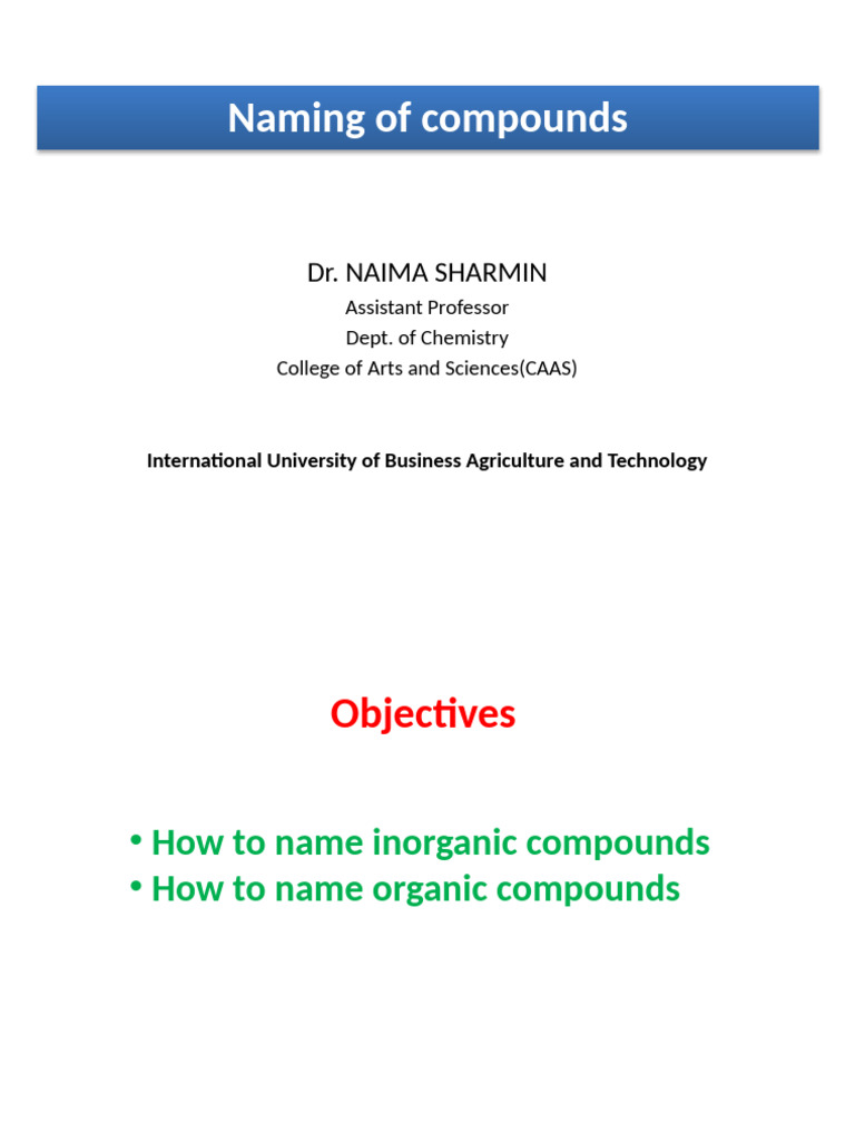 Naming Inorganic and Organic Compounds | PDF | Chemical Compounds | Sodium