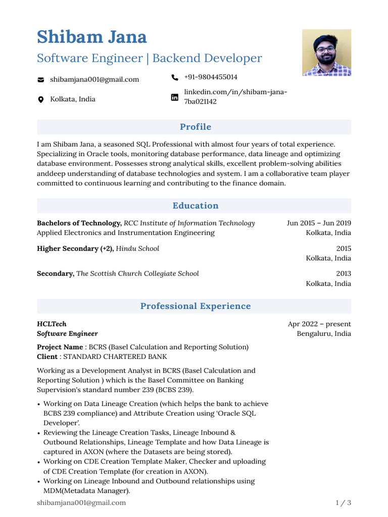 Backend Engineer Profile | PDF | Databases | Sql