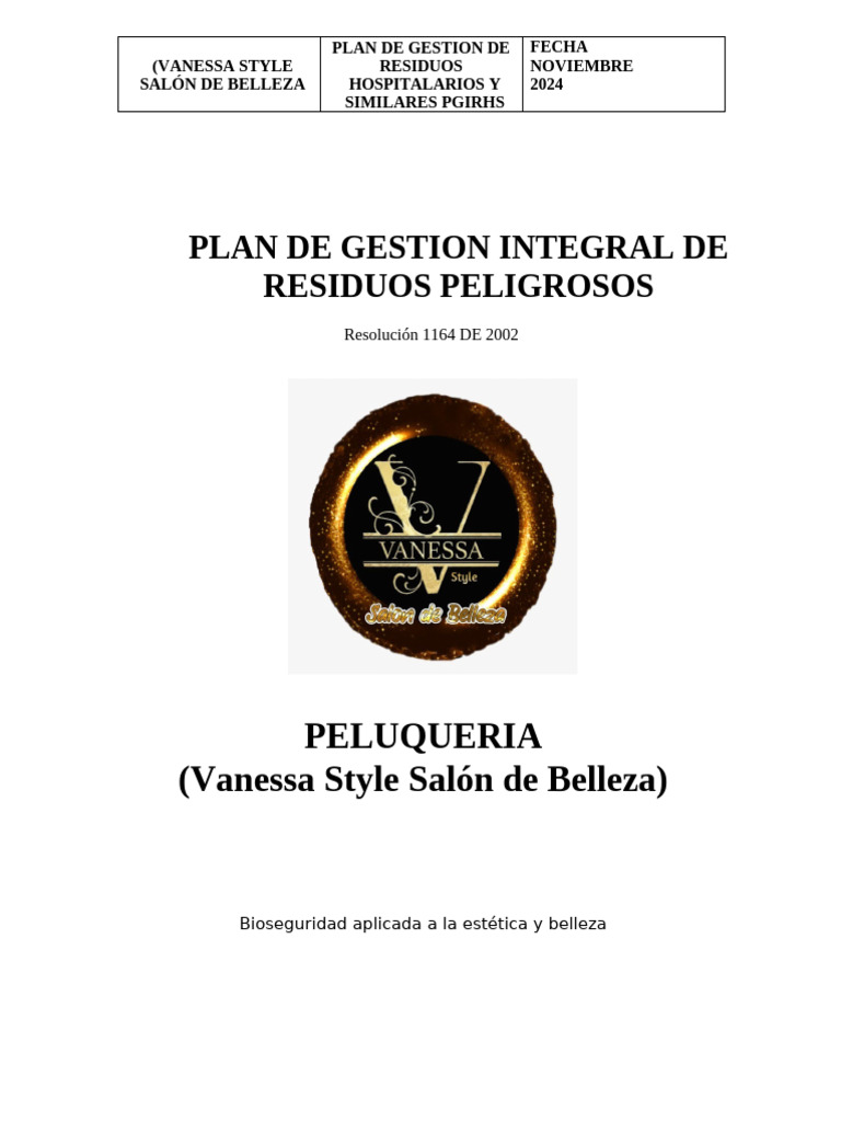 Plan de Gestion Integral de Residuos Peligrosos Resolucion 1164 de 2002 | PDF | Residuos | Reciclaje