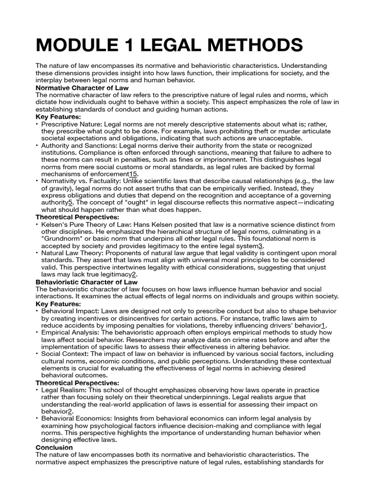 Module 1 Legal Methods | PDF | Behaviorism | Jurisprudence