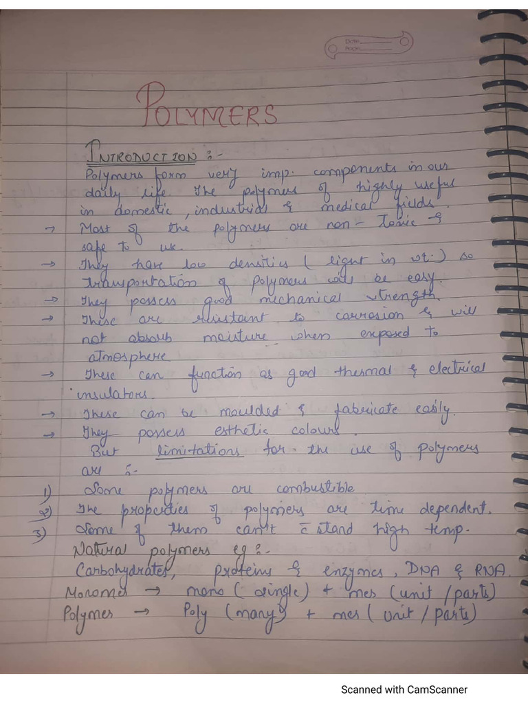 Polymers Notes 1 | PDF