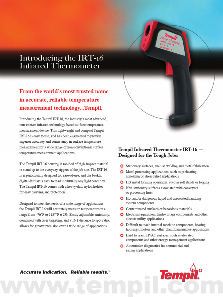 8.Tempil 비접촉 온도계 IRT-16 | PDF | Physical Sciences | Metrology