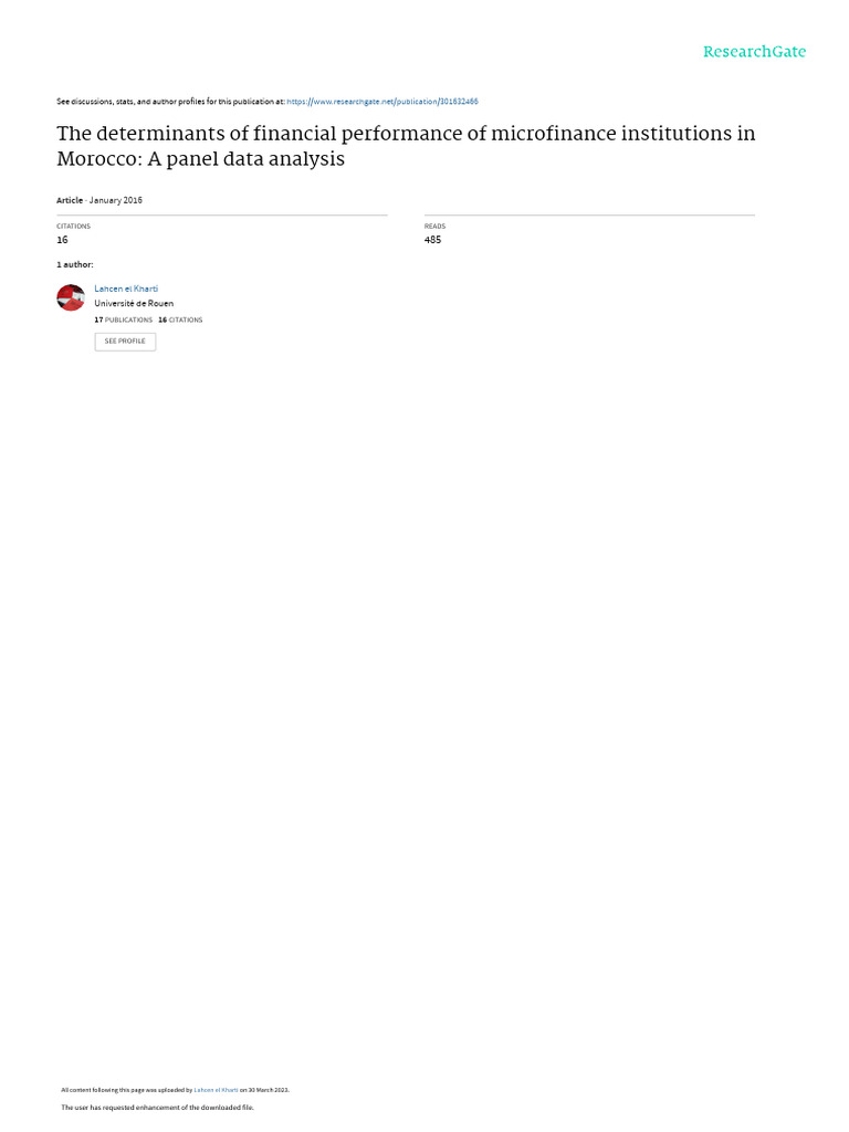 The Determinants of Financial Performance of Microfinance Institutions ...