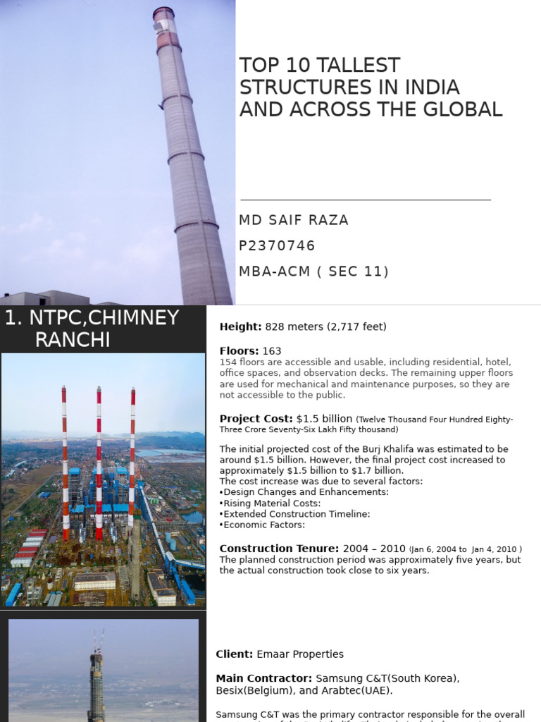 Top 10 Tallest Structures in India and Across | PDF | Concrete | Civil ...