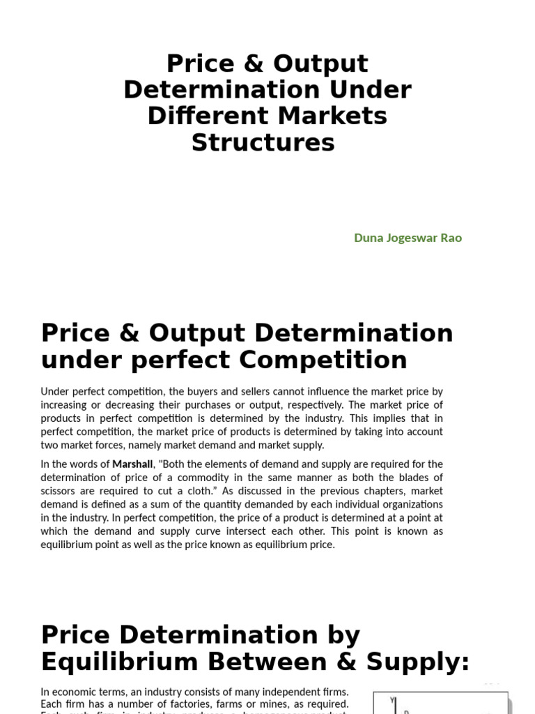 Price Determination in Market Structures | PDF | Economic Equilibrium ...